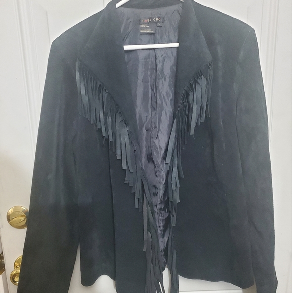 Vintage | Jackets & Coats | Cowgirl Ruby Cho Black Suede Fringed ...